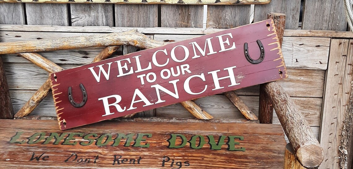 WELCOME to Our RANCH Rustic Carved Wood Sign Western Décor | Etsy