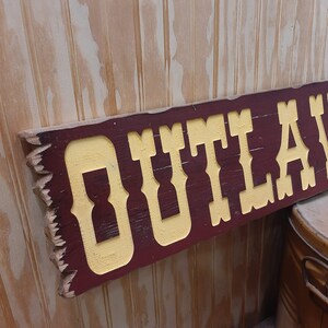 OUTLAW Hideout/rustic/carved/wood/sign/western/décor/bar/cabin/cowboys ...
