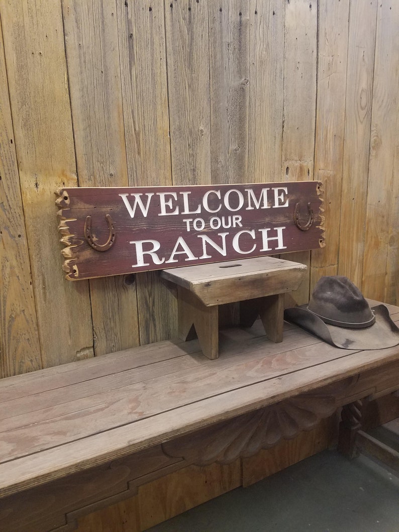 WELCOME to our RANCH Rustic Carved Wood Sign Western décor | Etsy
