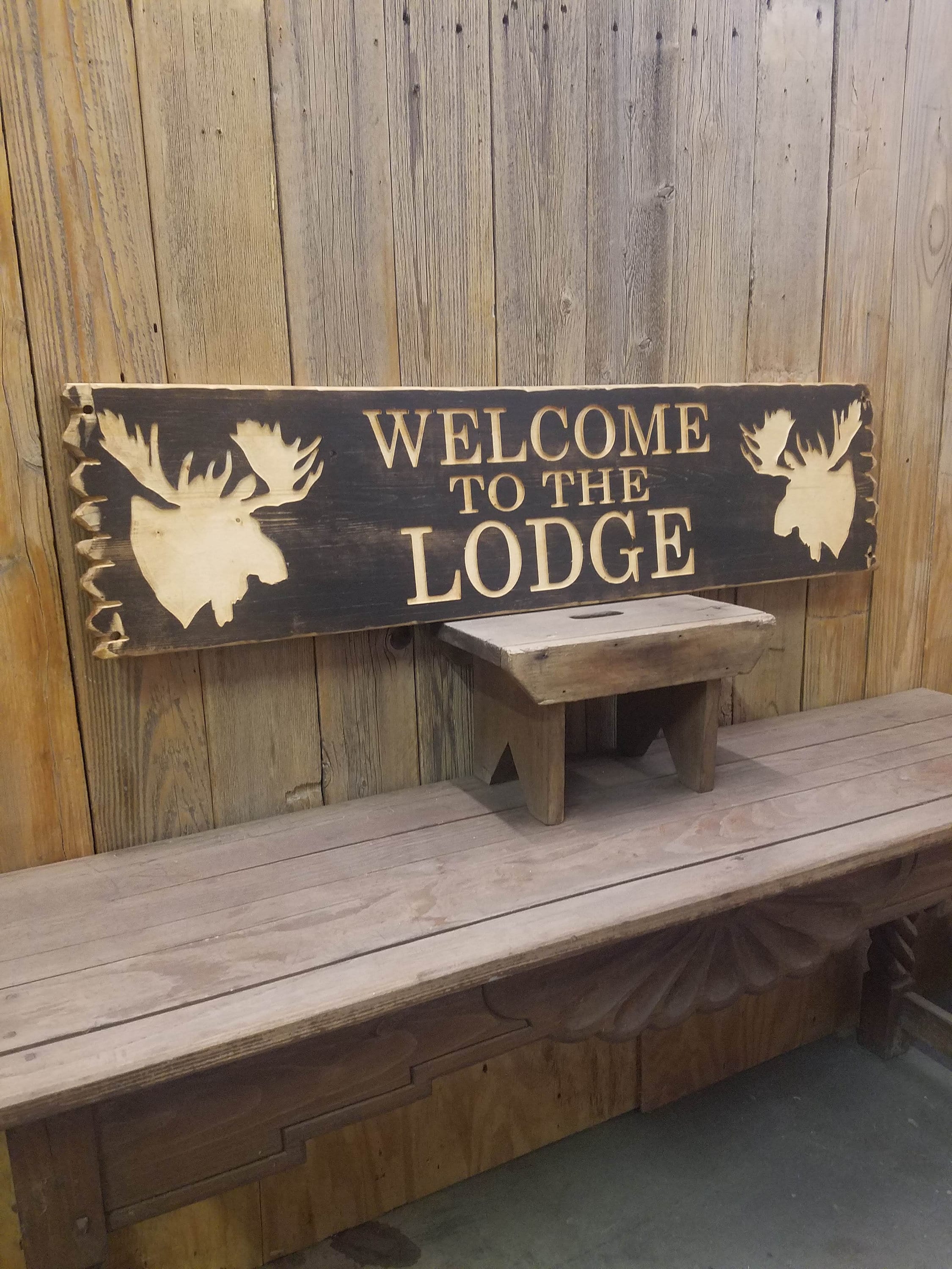 WELCOME to the LODGE Rustic Carved Wood Sign Cabin décor | Etsy