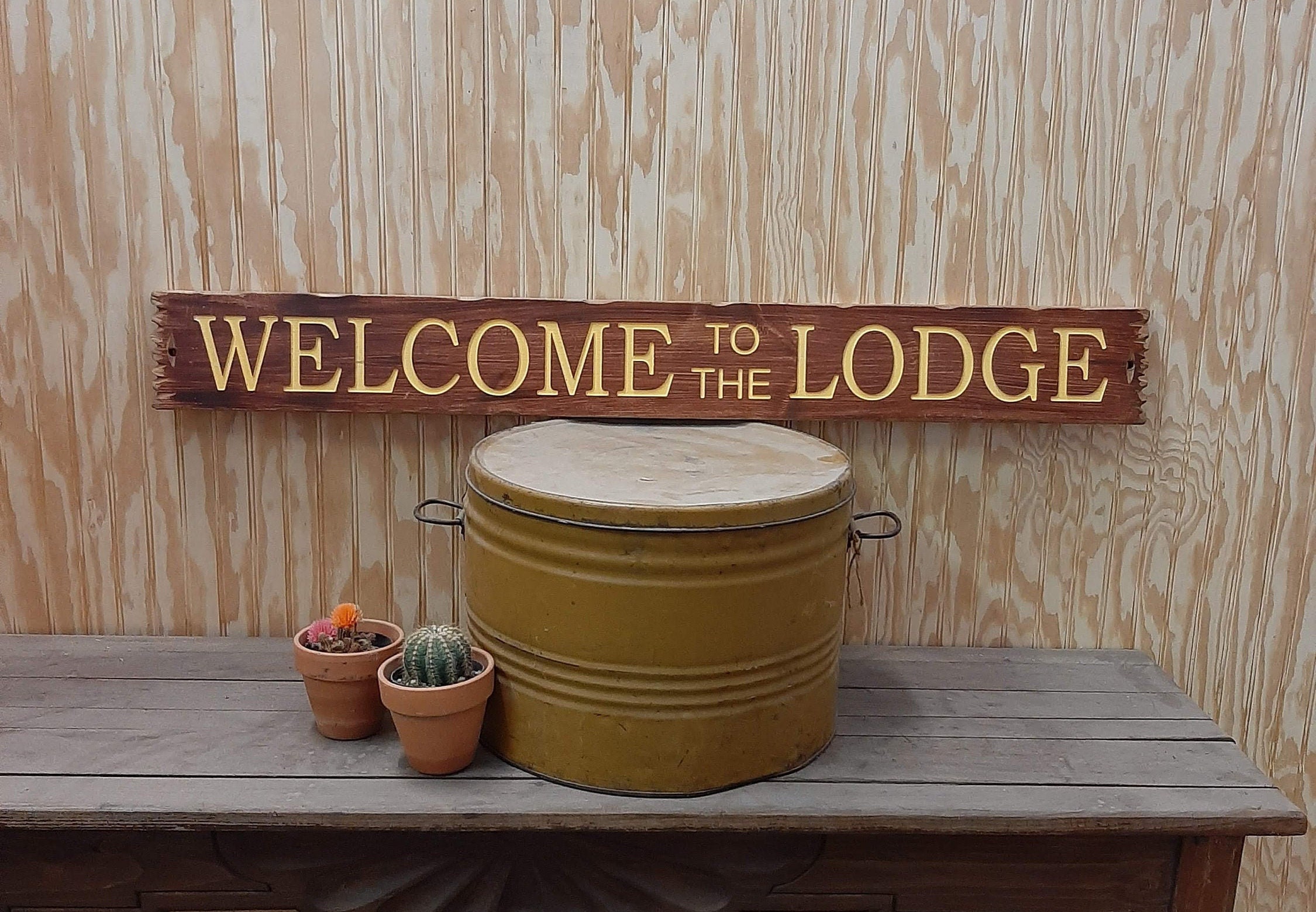 WELCOME to the LODGE Rustic Wood Carved Sign Cabin Décor | Etsy