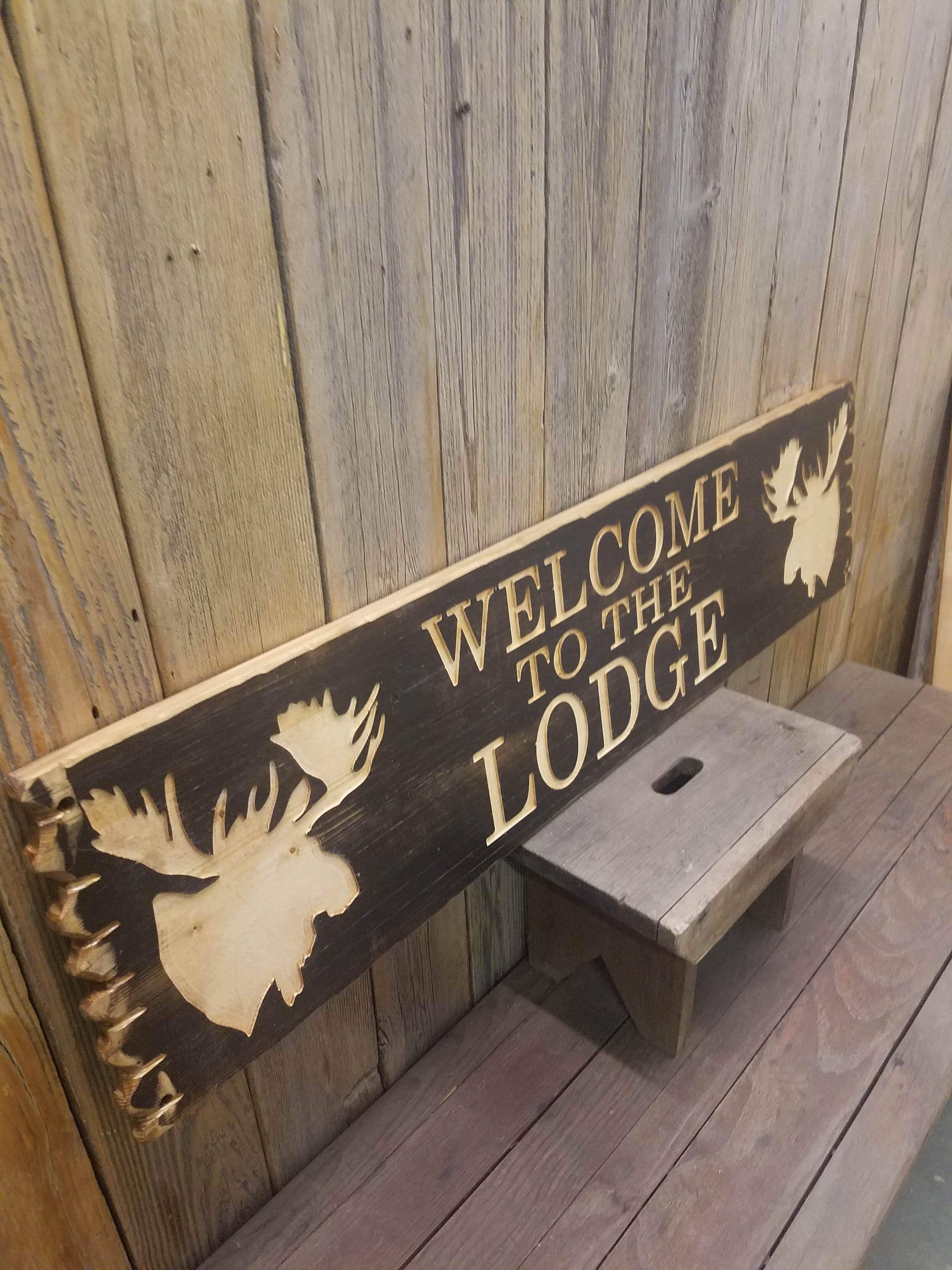 WELCOME to the LODGE Rustic Carved Wood Sign Cabin décor | Etsy