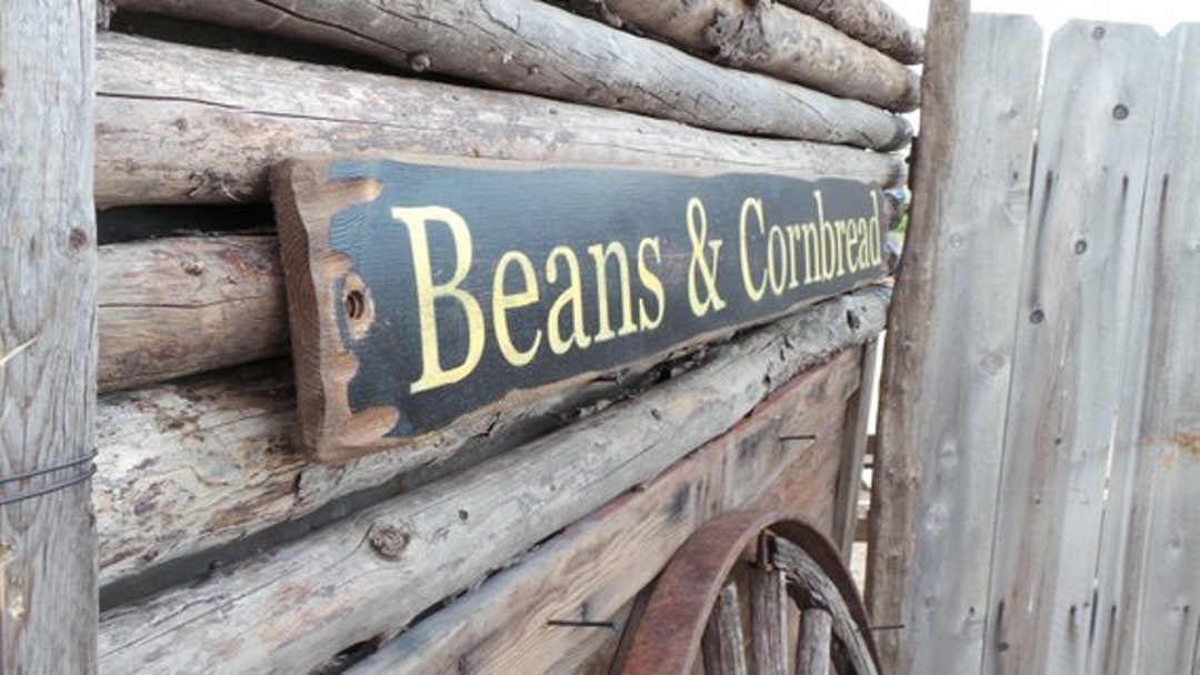 BEANS AND Cornbread/distressed Wood Sign,kitchen,farmhouse Decor ...