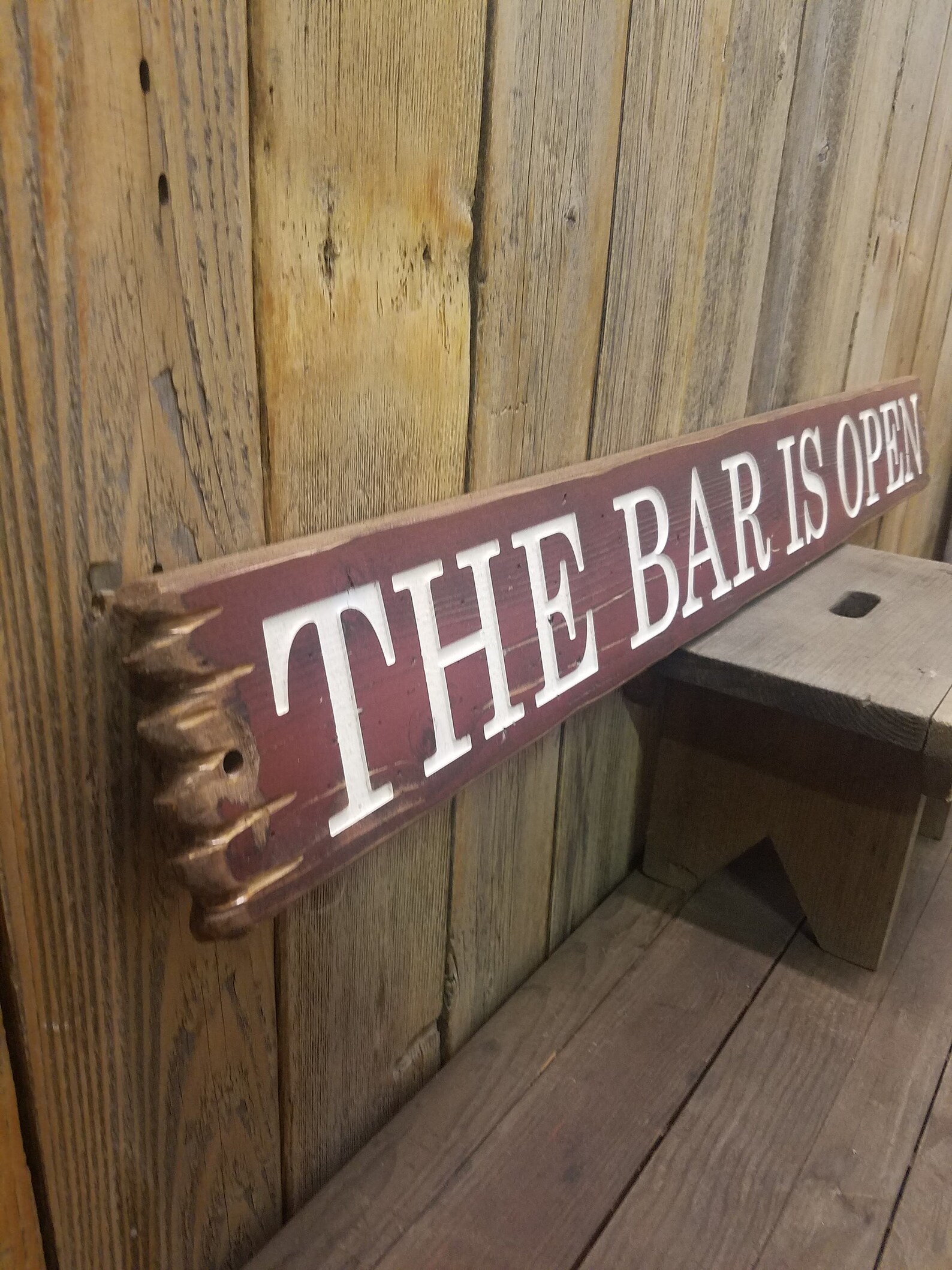 The BAR IS OPEN Rustic Wood Sign Man Cave Cabin Home | Etsy