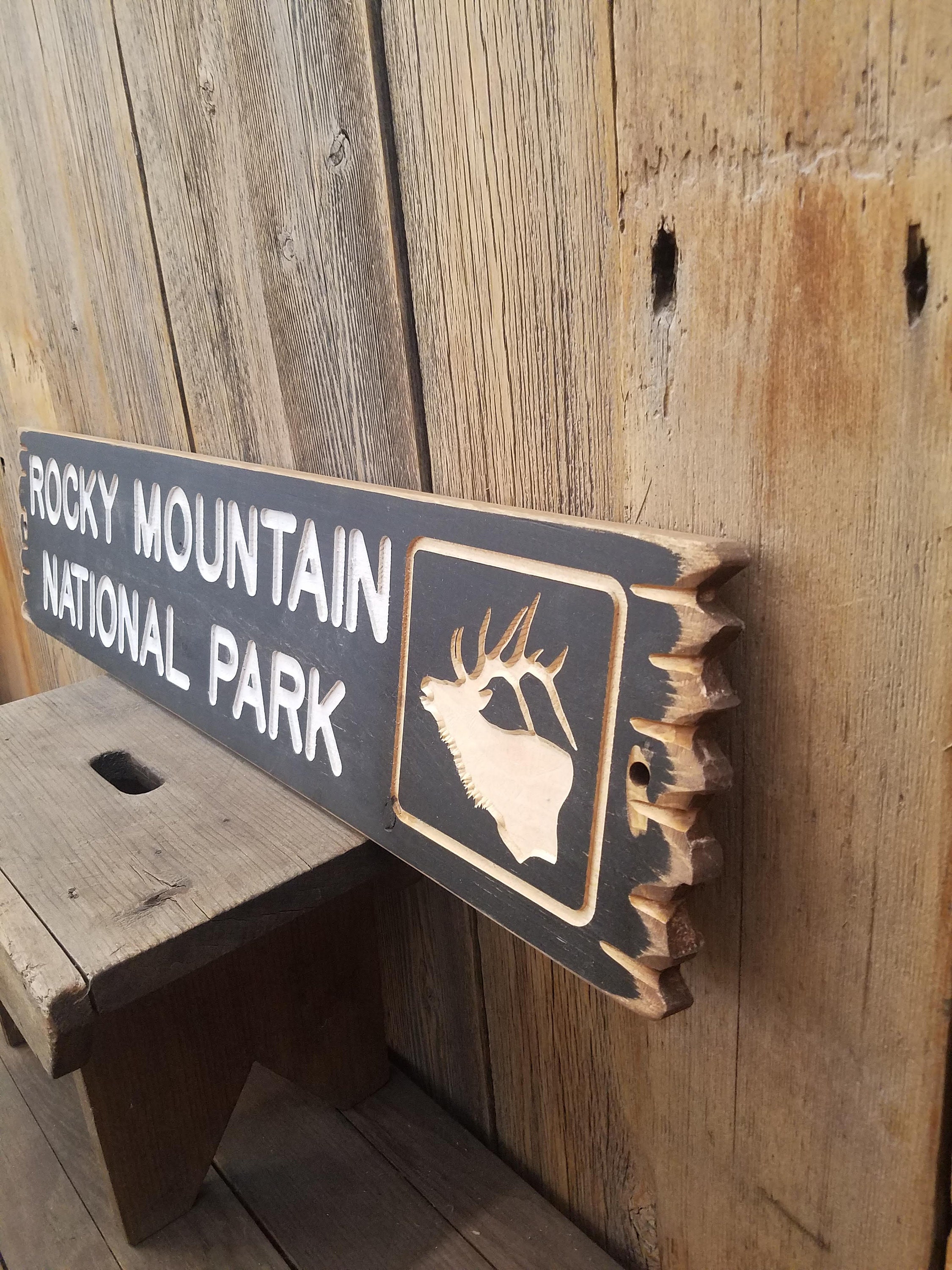ROCKY MOUNTAIN National Park/Distressed/Wood/Sign/Colorado/Elk/Cabin ...
