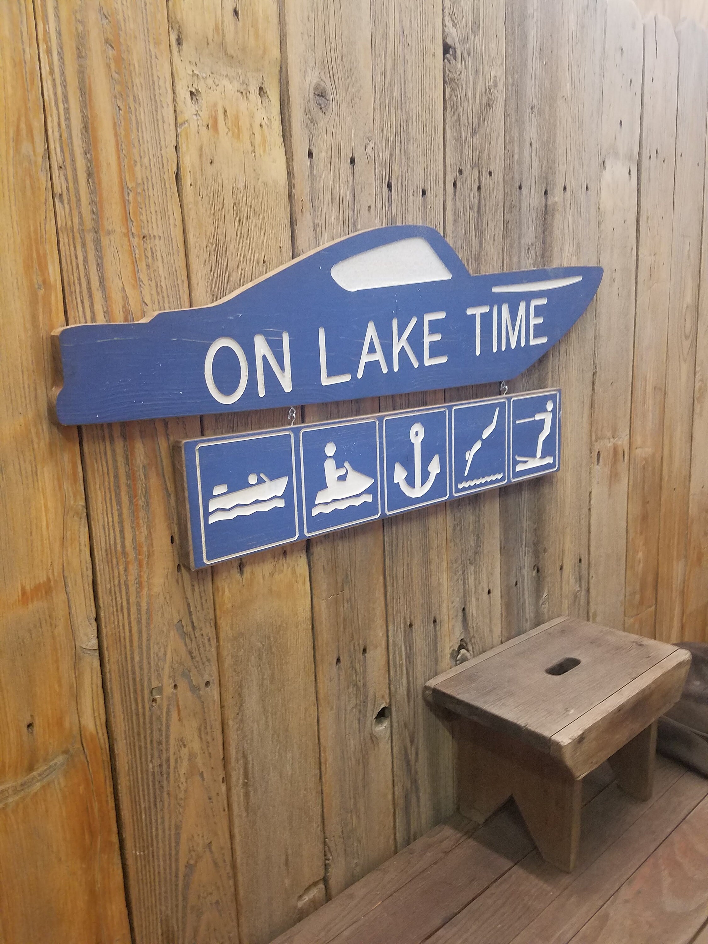 On Lake Time Engraved Wood Sign, Lake House sign, Boat Dock, Marina ...