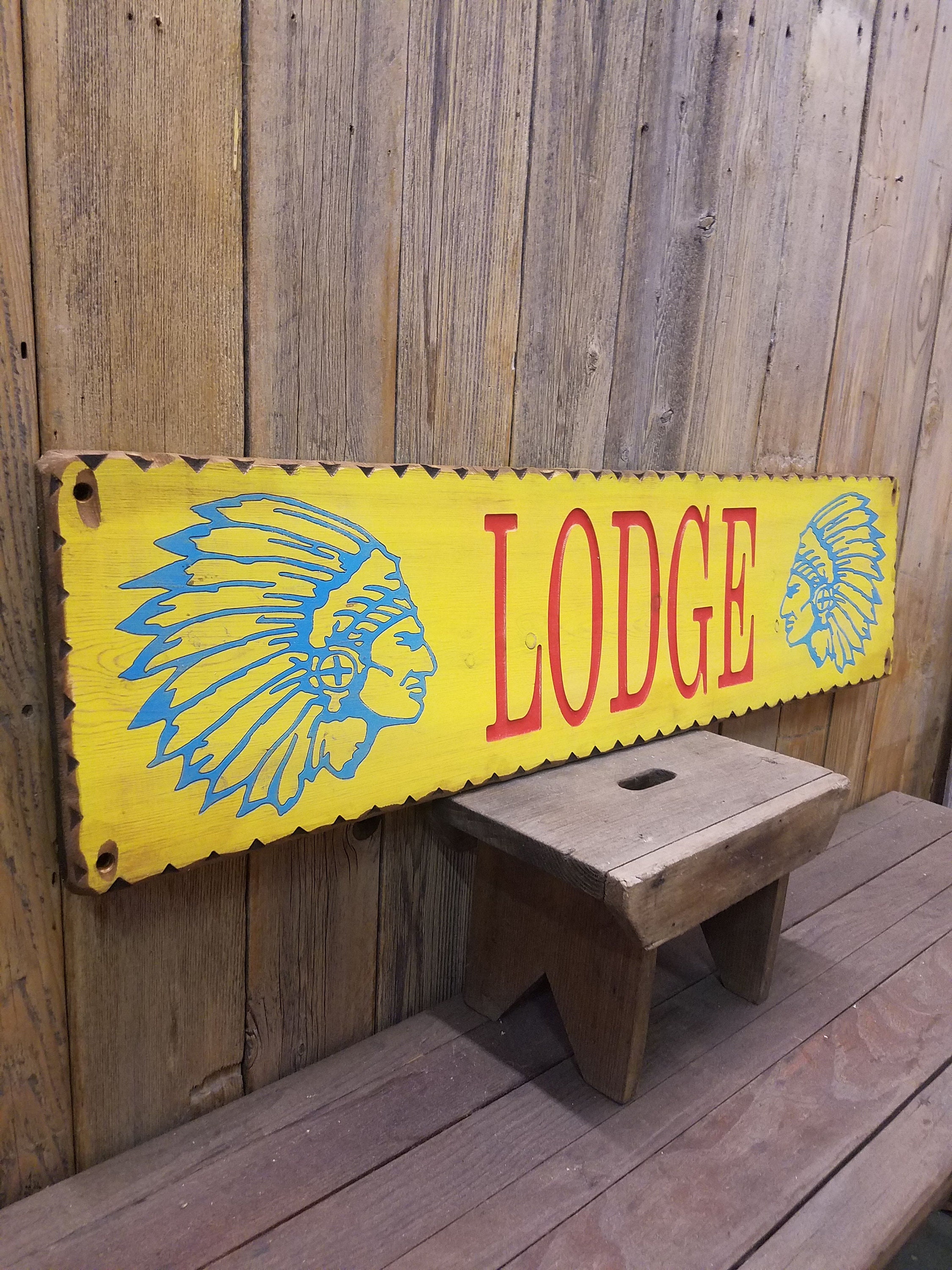 LODGE/rustic/Southwest/carved wood/sign/Lodge/Native American/Chief ...