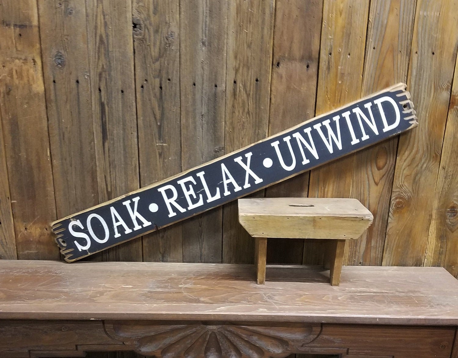 SOAK RELAX UNWIND/Rustic/Wood/Sign/Bathroom/Hot tub/decor/Farmhouse/Spa ...