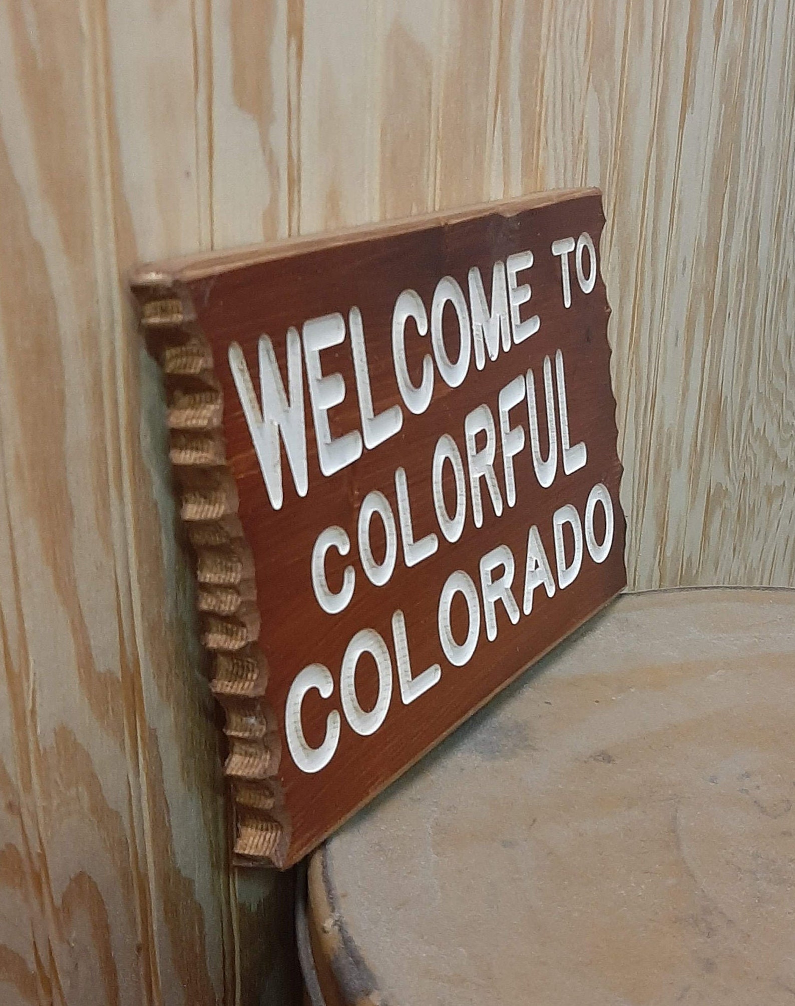 Small Welcome To Colorful Colorado Carved Rustic Wood Sign | Etsy