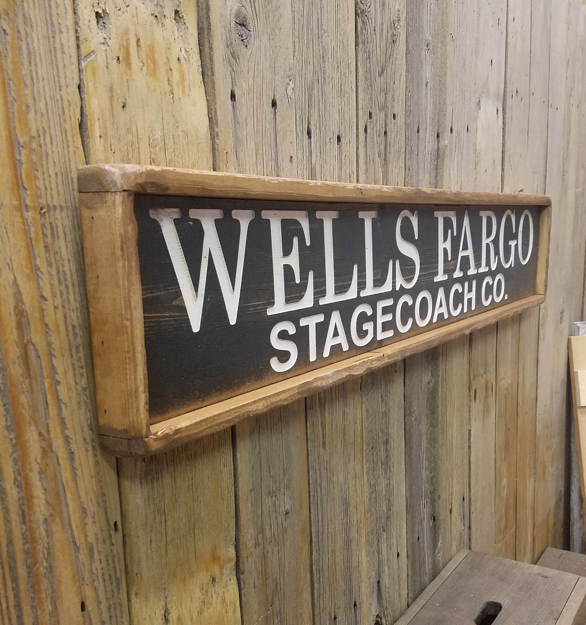 WELLS FARGO Stage Coach Co. Carved Rustic Wood Sign/Western/Décor/Old ...