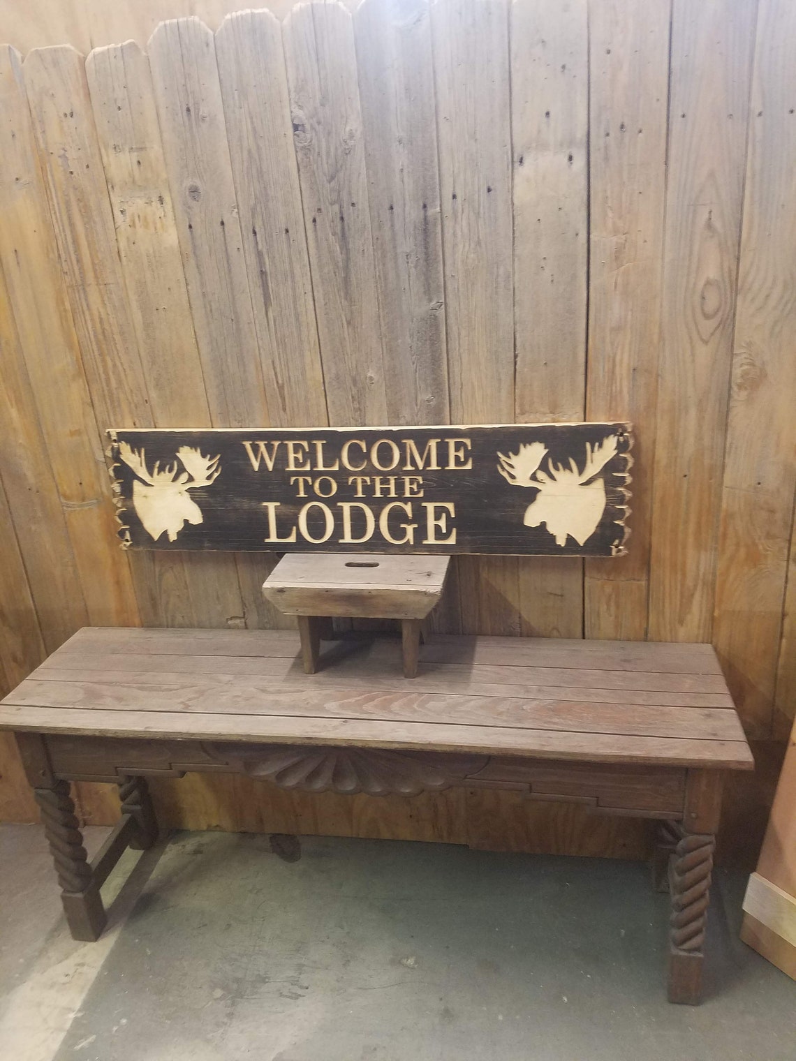 WELCOME to the LODGE Rustic Carved Wood Sign Cabin décor | Etsy