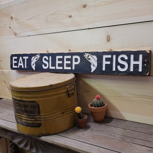 EAT SLEEP Fish/carved Rustic Wood Sign/fishing Cabin Sign/lodge/boat ...