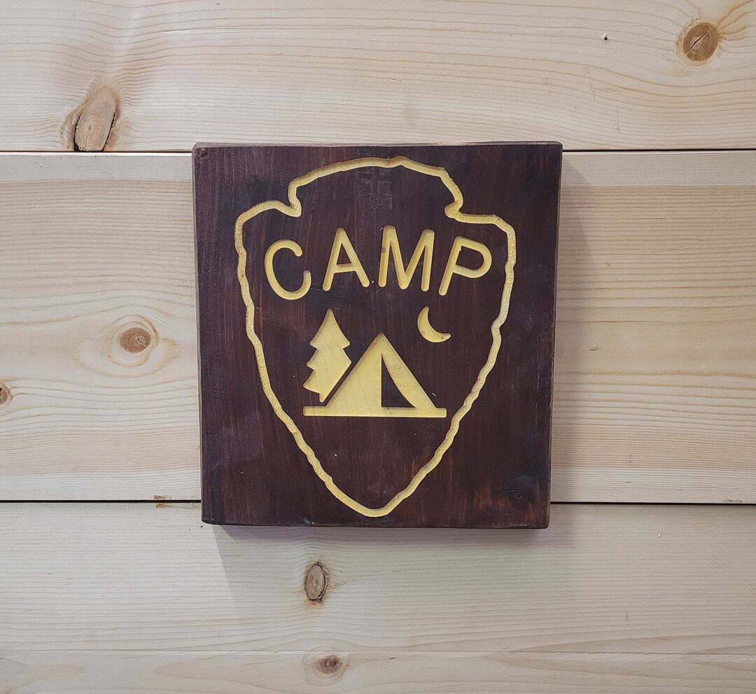 Camp Icon/carved Rustic Wood Sign/recreational/cabin/lodge/décor ...