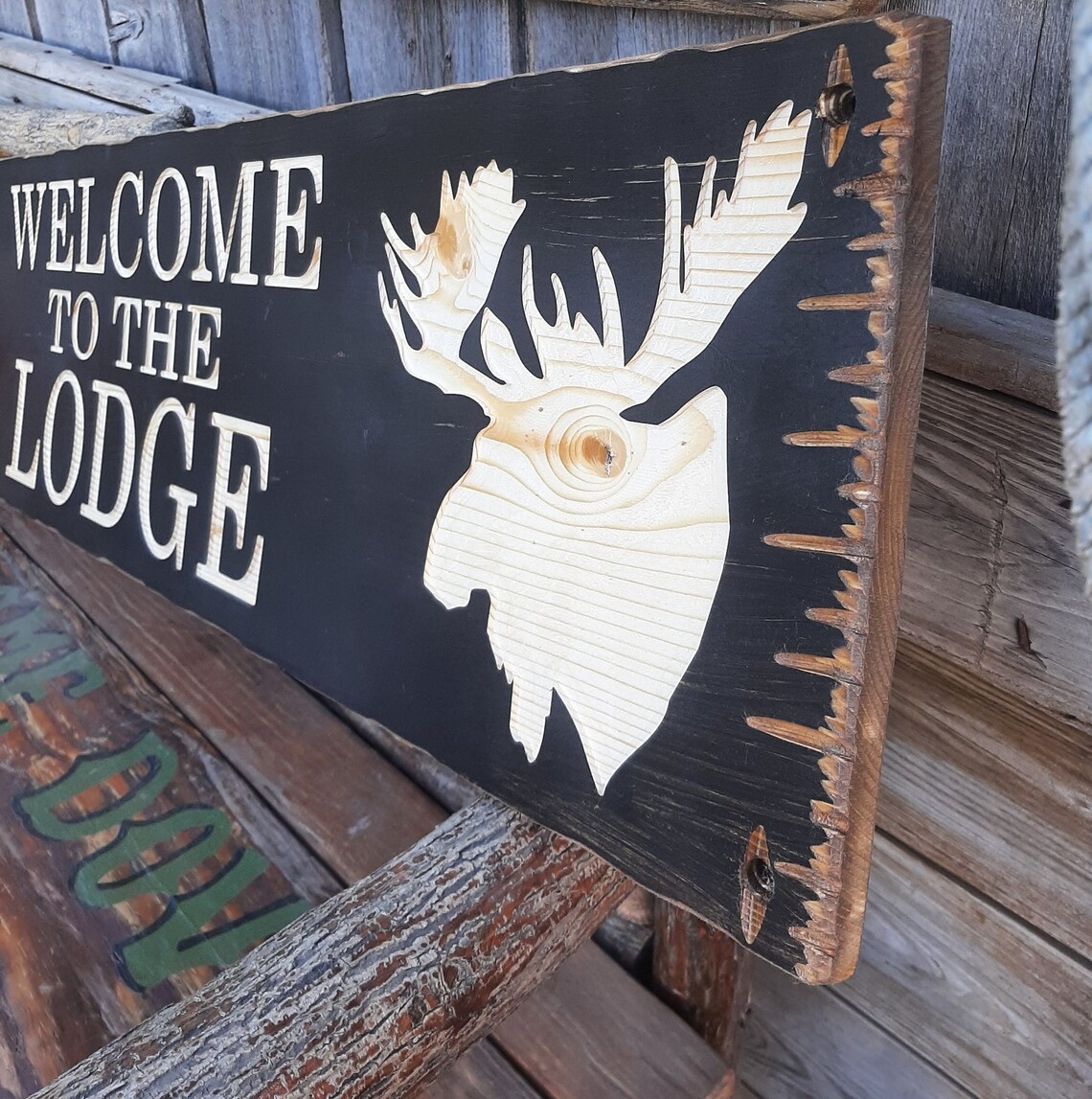 WELCOME to the LODGE Rustic Carved Wood Sign Cabin Décor - Etsy