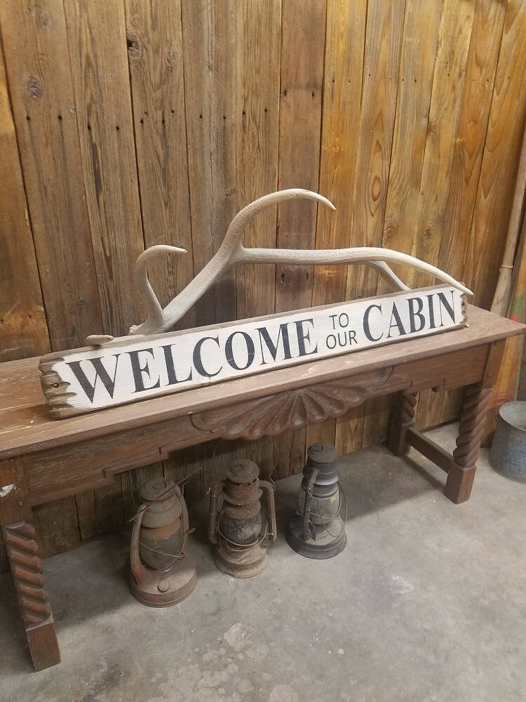 WELCOME to our CABIN Rustic Wood Sign/Lodge/Home/Cabin/lake//river ...