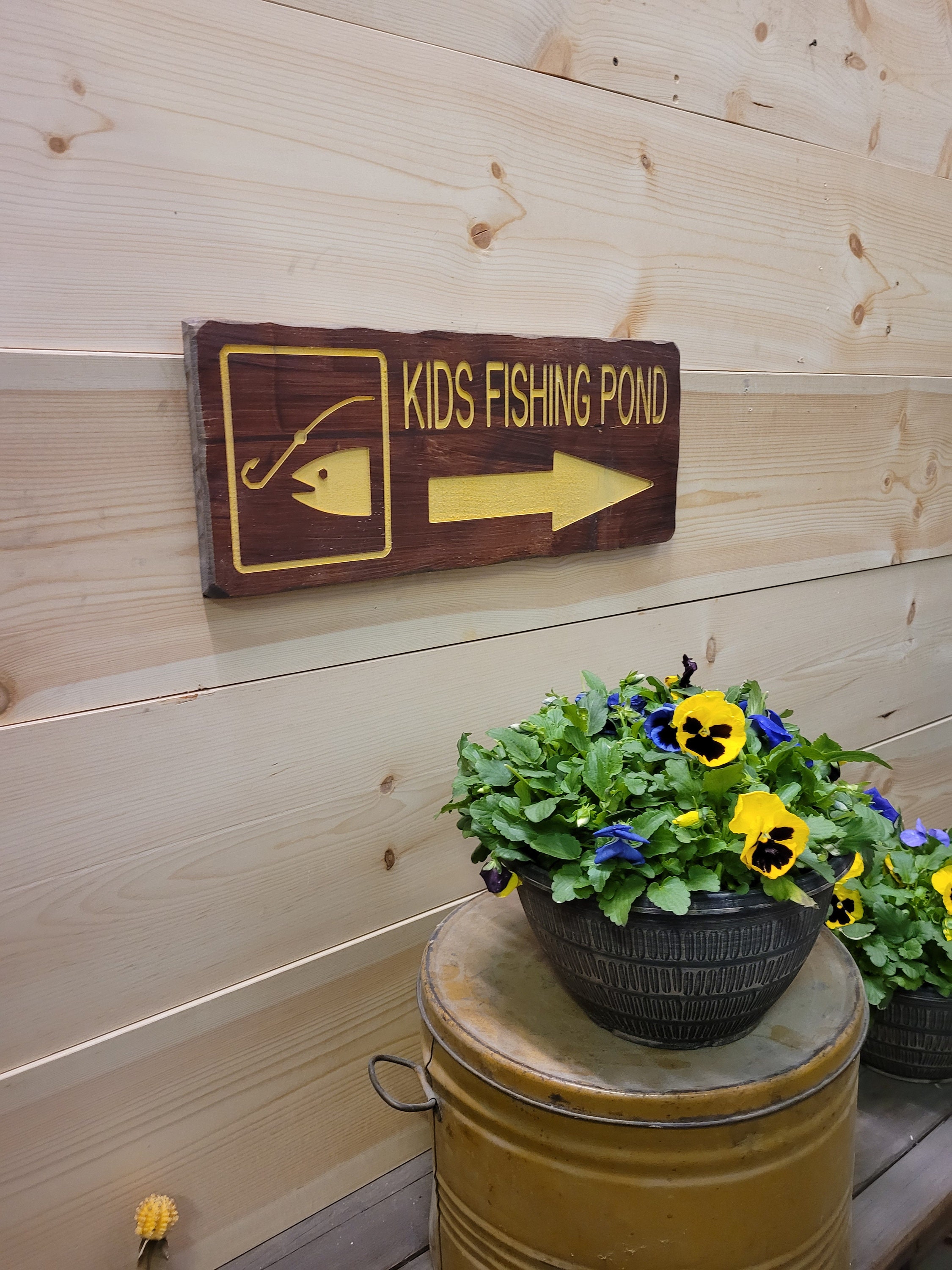 Kid's Fishing Pond/Rustic/Carved/Wood Sign/Kids Room | Etsy