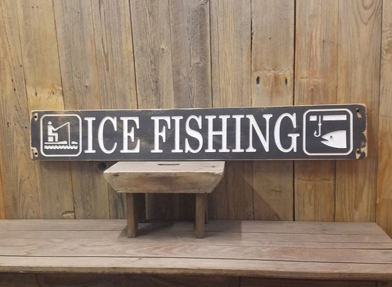 Ice Fishing Rustic Engraved Wood Sign Cabin Décor Lodge - Etsy