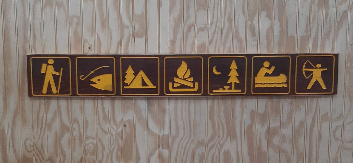 Camping Icons Carved Rustic Wood Sign/outdoor - Etsy