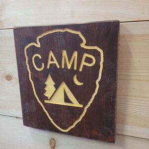 Camp Icon/carved Rustic Wood Sign/recreational/cabin/lodge/décor ...