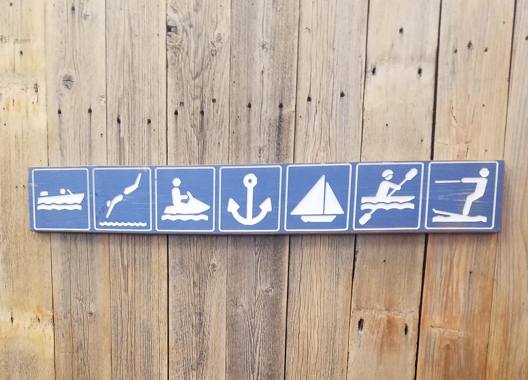 Water Icons/carved/rustic/wood/sign/water Sports/lake/river/cabin/décor ...
