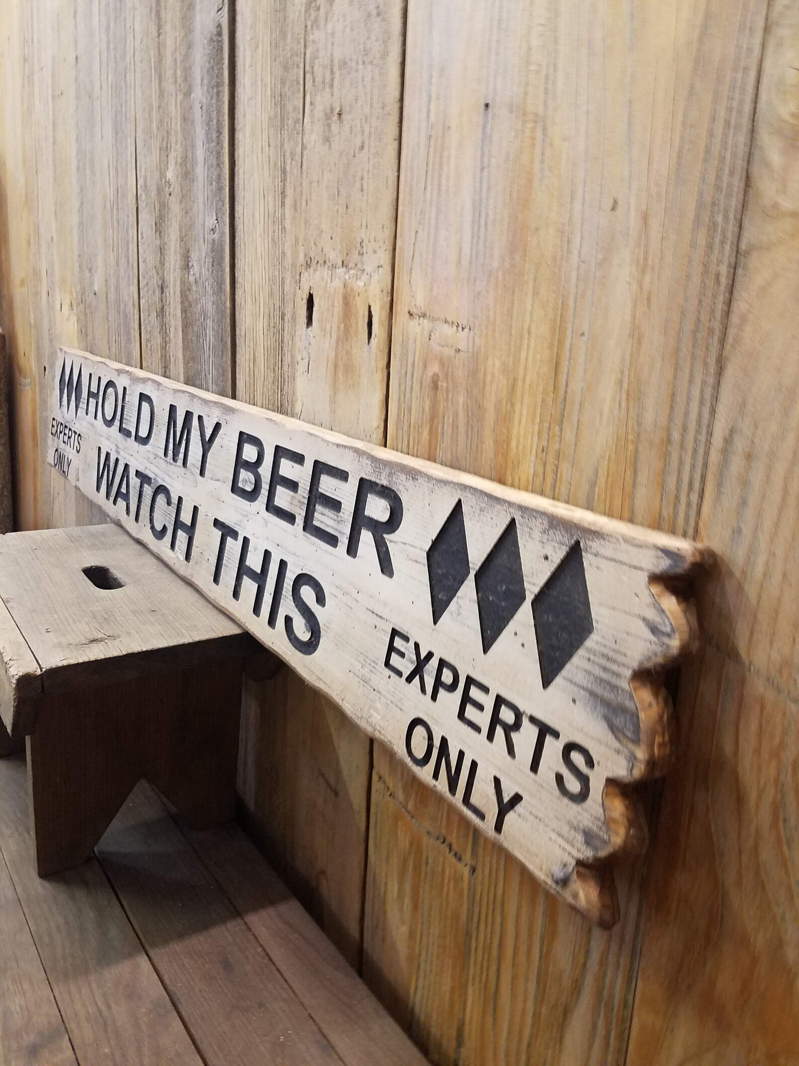 Hold My Beer Watch This/Carved/Rustic/Wood/Sign/Snow | Etsy
