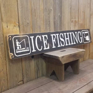 Ice Fishing Rustic Engraved Wood Sign Cabin Décor Lodge - Etsy