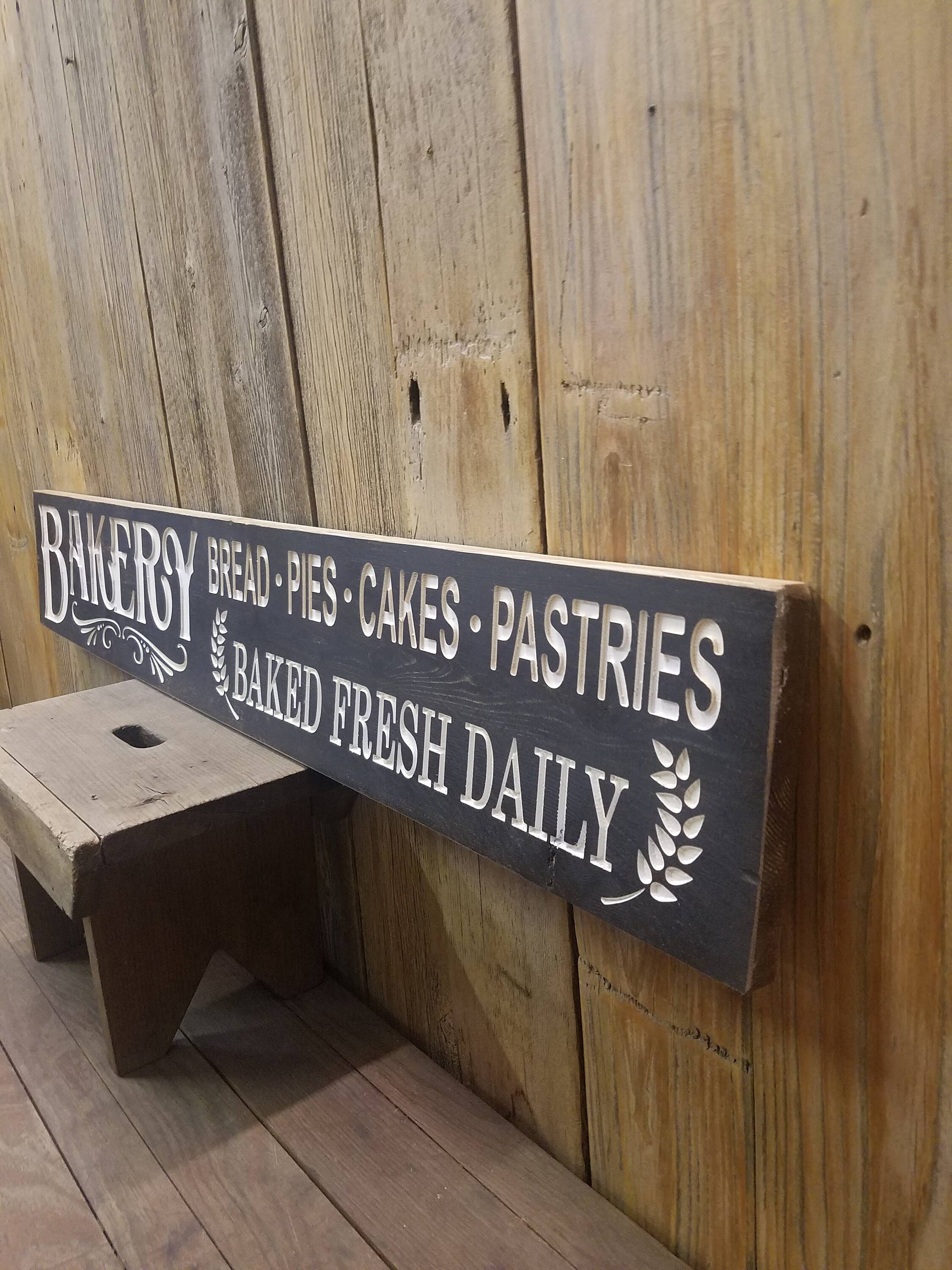 Bakery Rustic Carved Wood Sign, Farmhouse Signs, Kitchen décor, Farmers ...