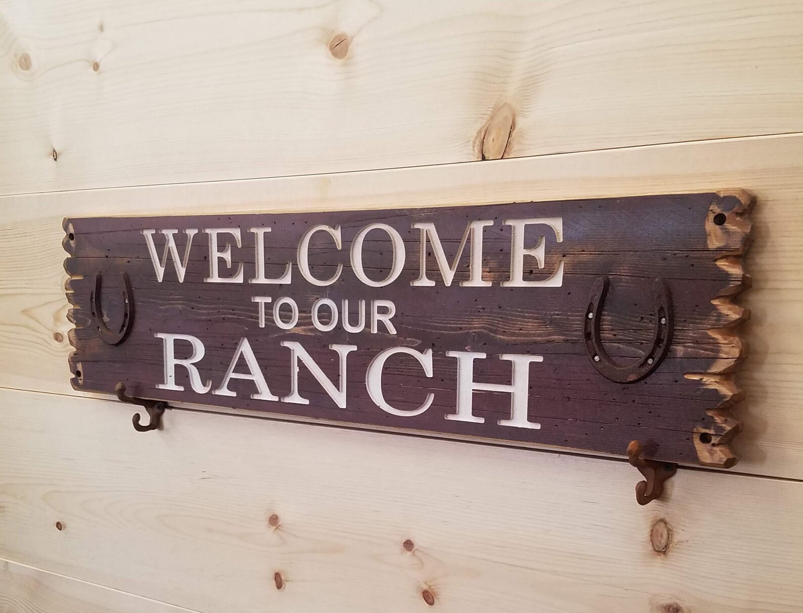 WELCOME to our RANCH Rustic Carved Wood Sign Western décor | Etsy