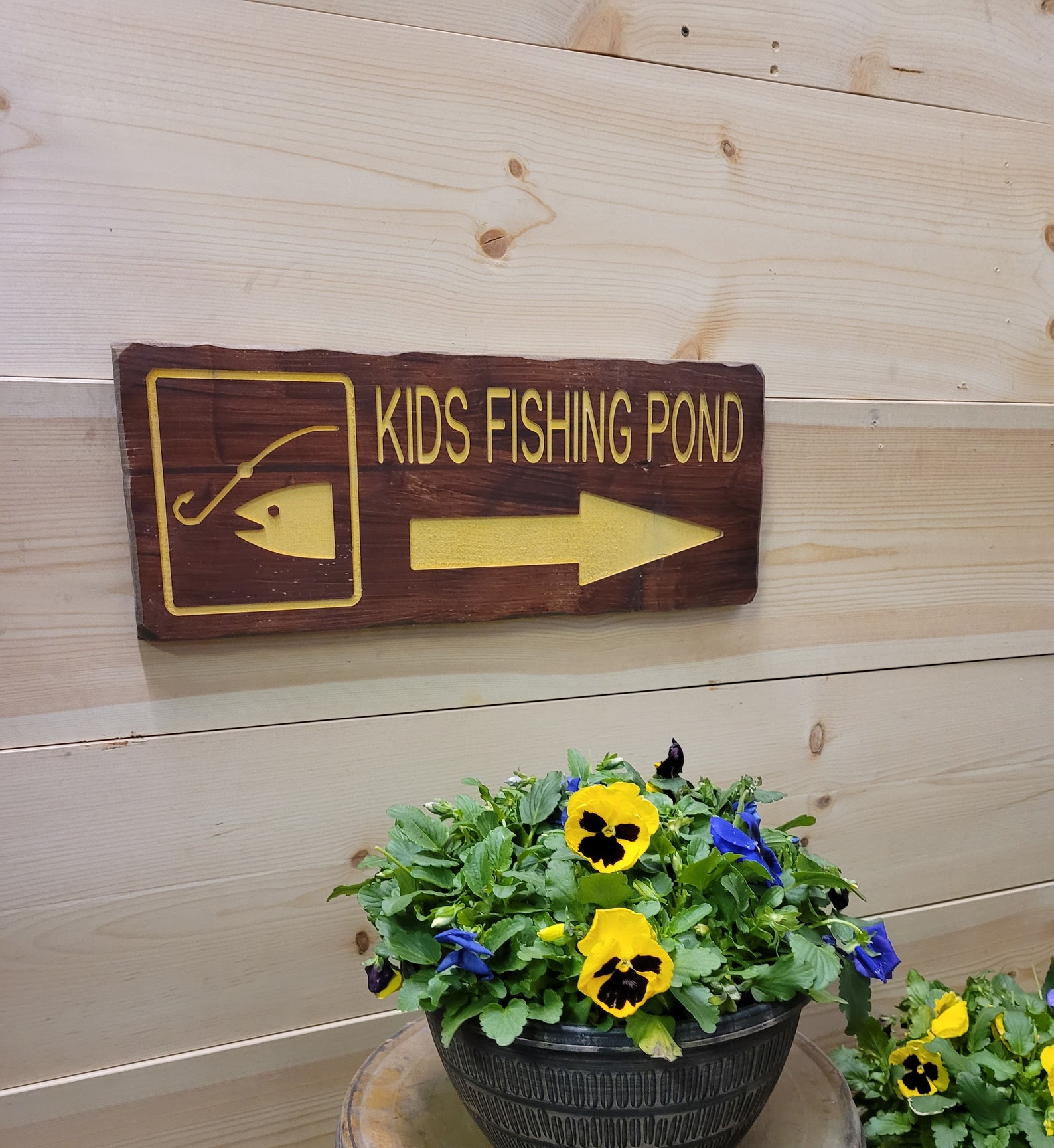 Kid's Fishing Pond/Rustic/Carved/Wood Sign/Kids Room | Etsy