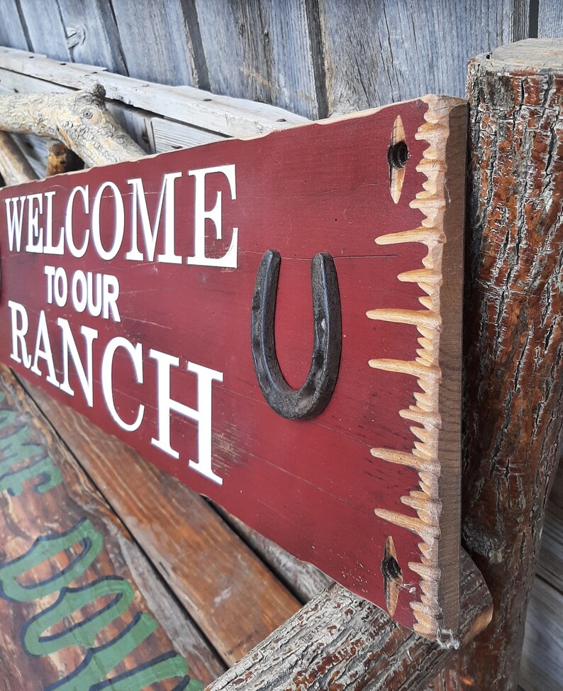 WELCOME to Our RANCH Rustic Carved Wood Sign Western Décor - Etsy