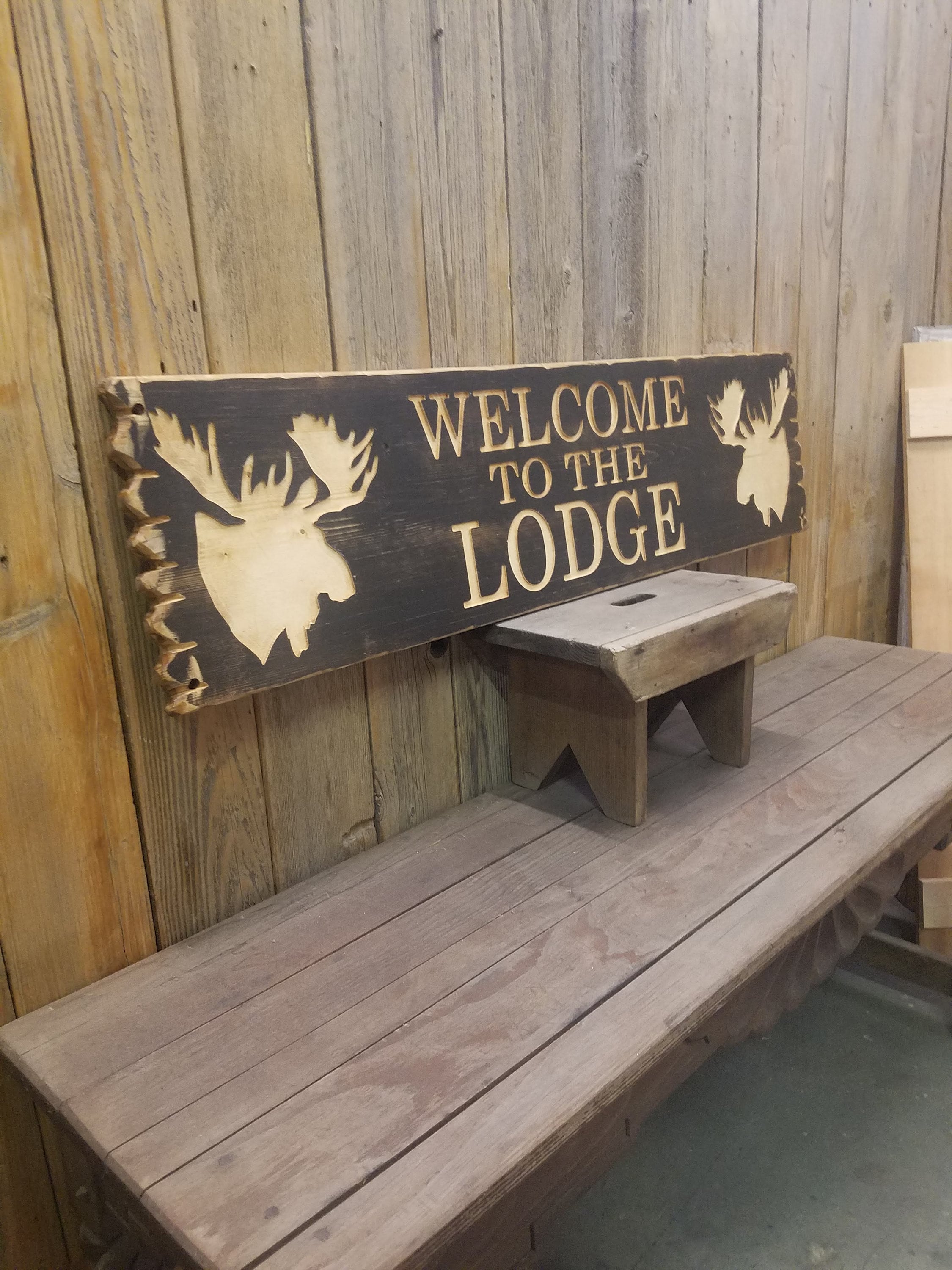 WELCOME to the LODGE Rustic Carved Wood Sign Cabin décor | Etsy