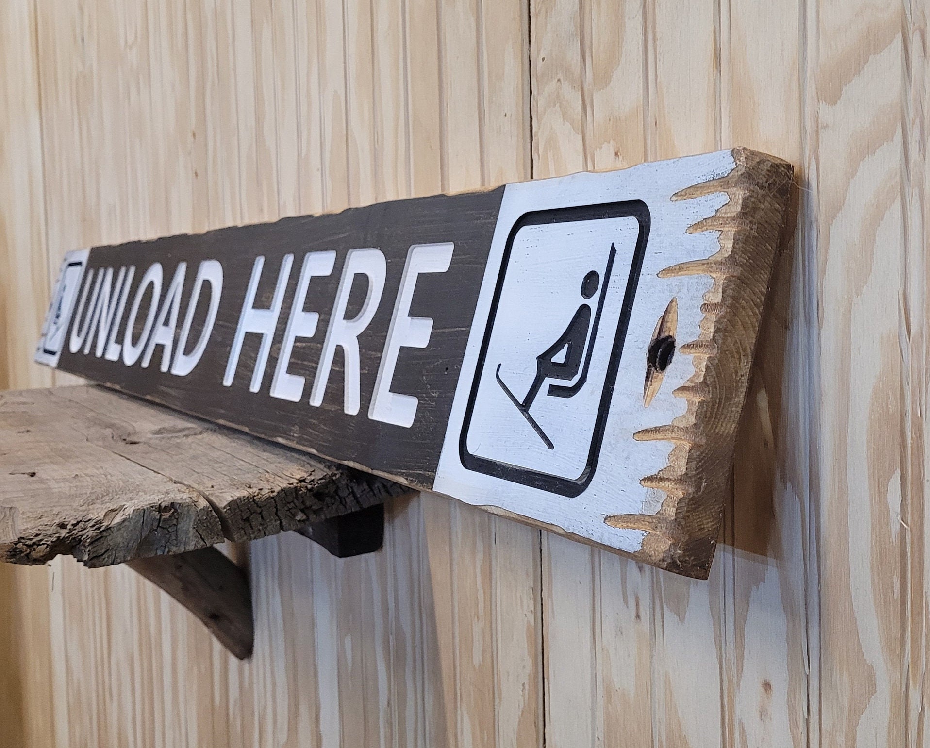 UNLOAD Here/carved/rustic/wood/sign/ski Cabin - Etsy