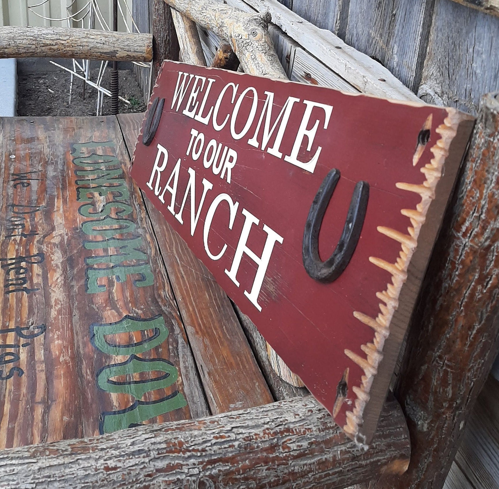 WELCOME to Our RANCH Rustic Carved Wood Sign Western Décor | Etsy