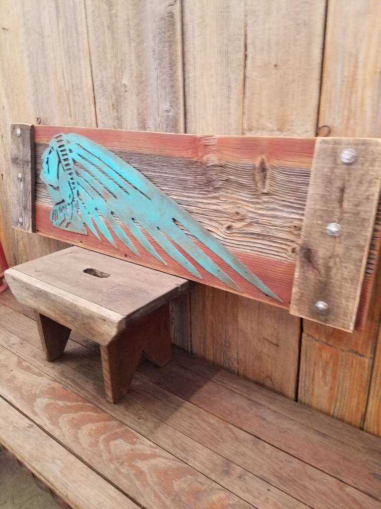 Native American Art Piece/Rustic Wood Sign/Vintage Inspired/Cabin/Home ...
