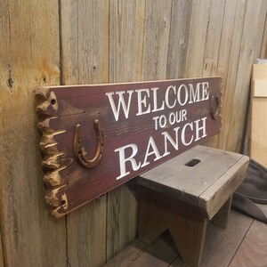 WELCOME to our RANCH Rustic Carved Wood Sign Western décor | Etsy