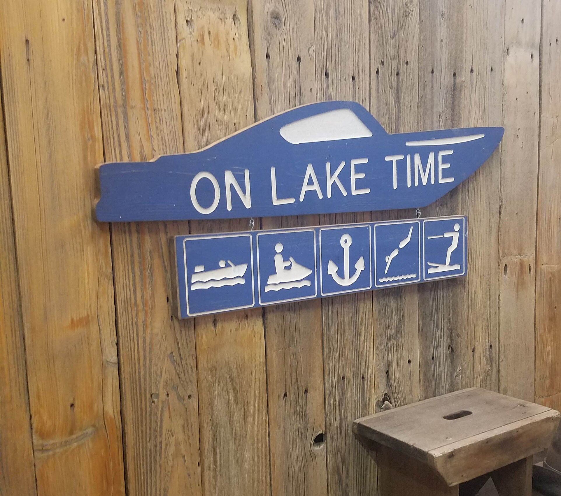 On Lake Time Engraved Wood Sign, Lake House sign, Boat Dock, Marina ...