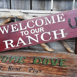 WELCOME to Our RANCH Rustic Carved Wood Sign, Western Décor, Bunk House ...