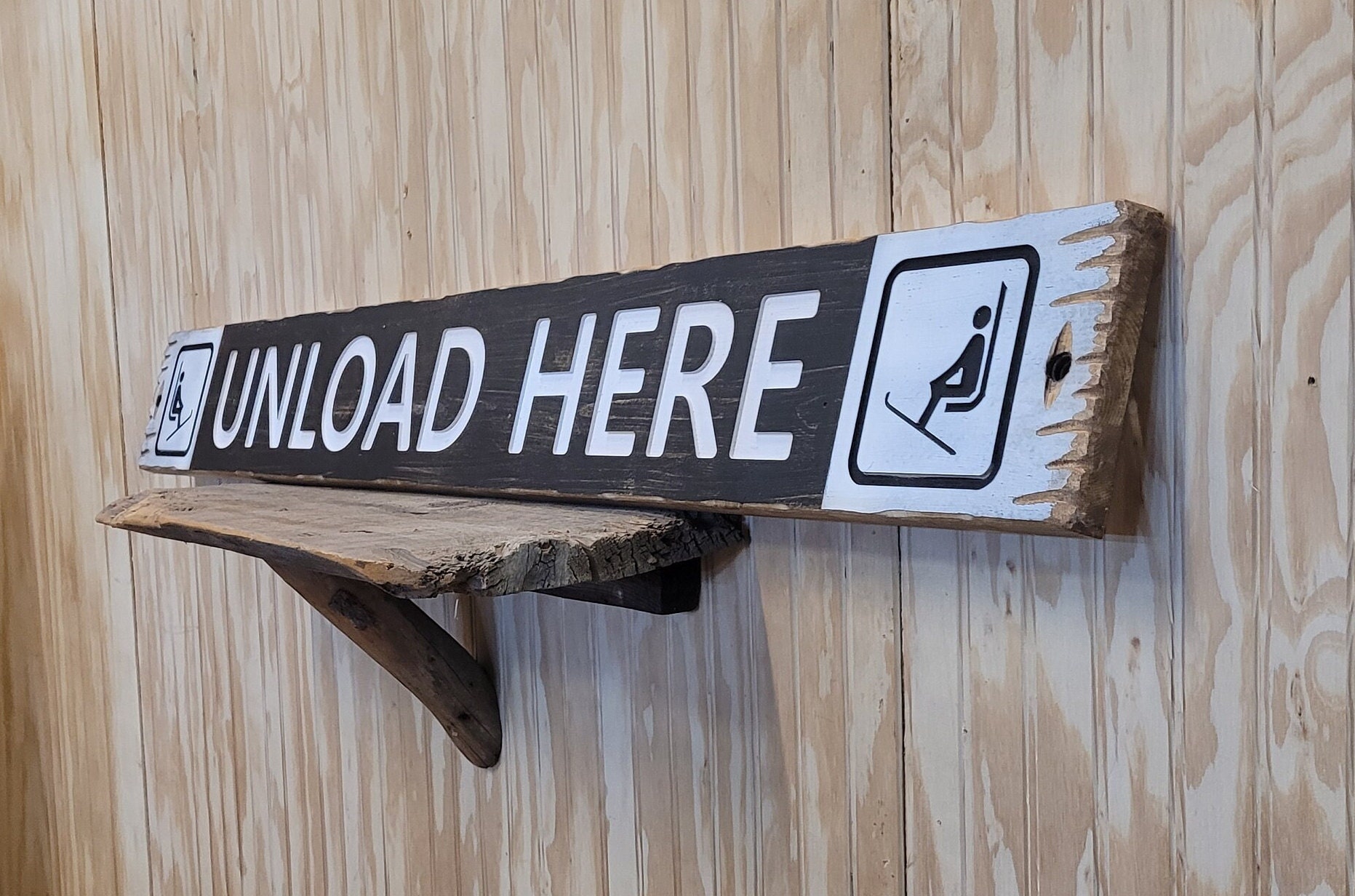 UNLOAD Here/carved/rustic/wood/sign/ski Cabin - Etsy