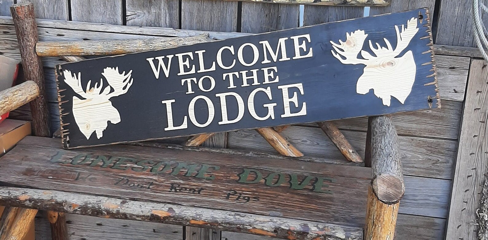 WELCOME to the LODGE Rustic Carved Wood Sign Cabin Décor - Etsy