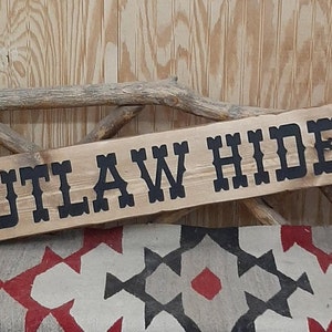 OUTLAW Hideout/rustic/carved/wood/sign/western/décor/bar/cabin/cowboys ...