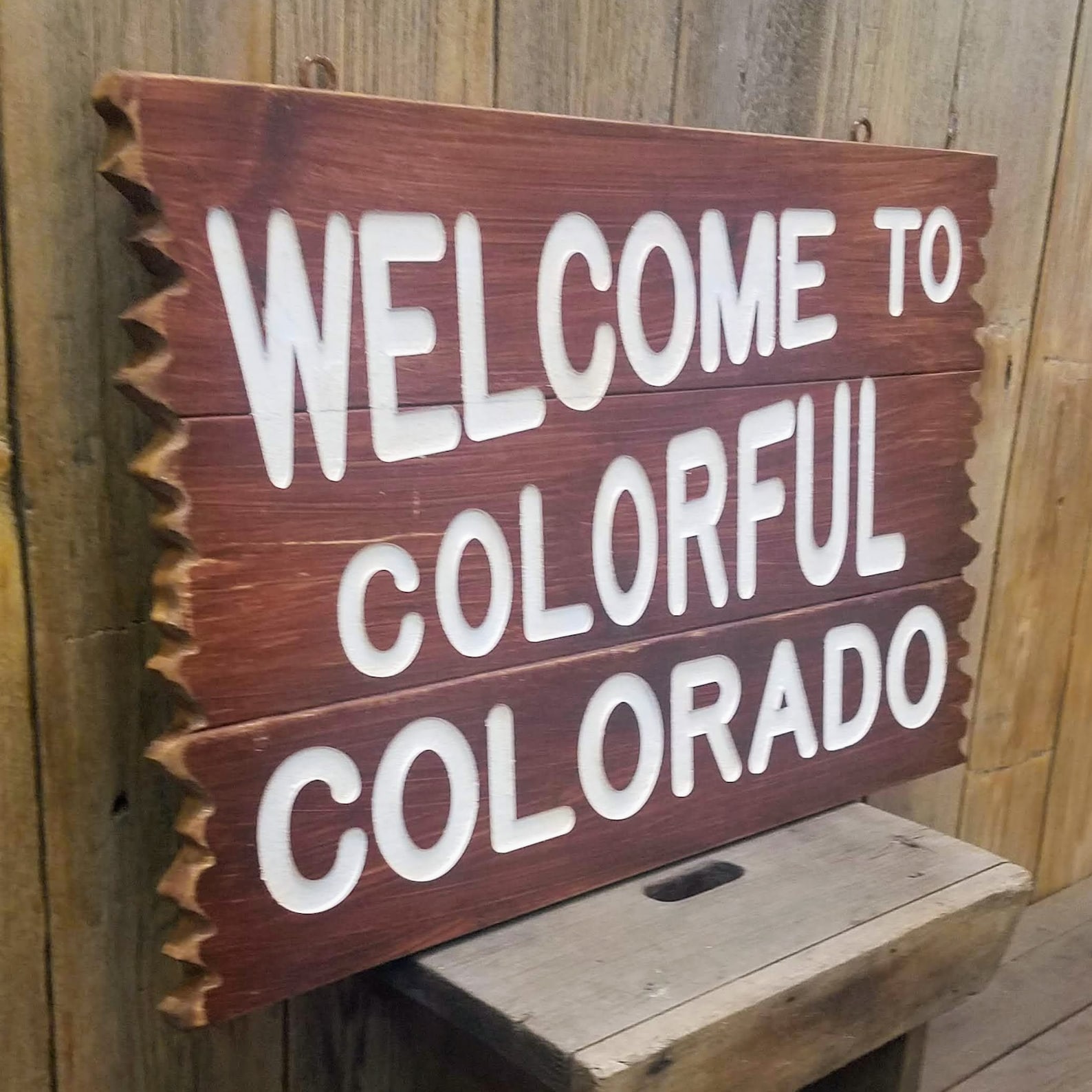 Large Welcome to Colorful Colorado Carved Rustic Wood Sign - Etsy