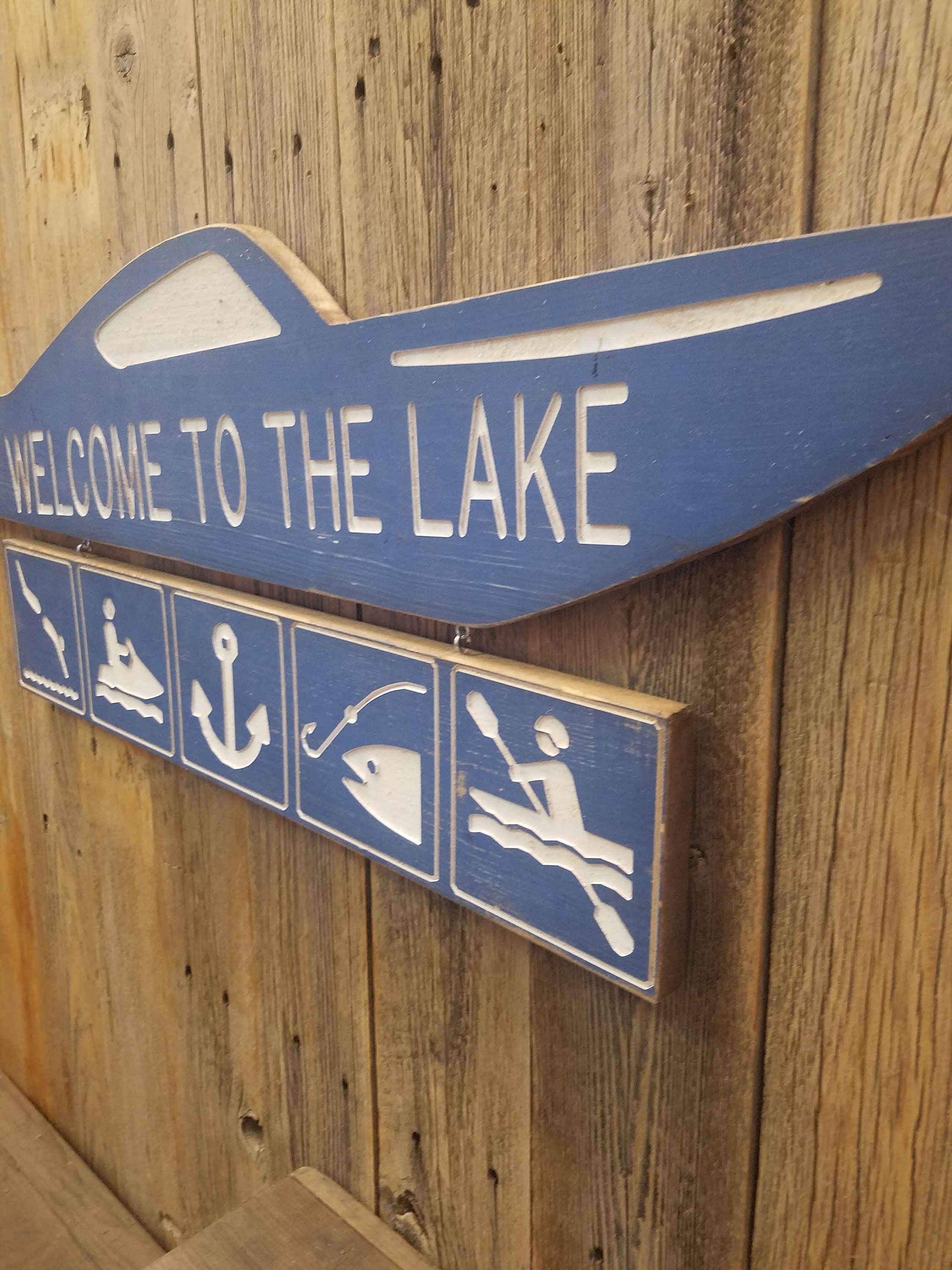 Welcome to the Lake Engraved Wood Sign, Lake House sign, Boat Dock ...