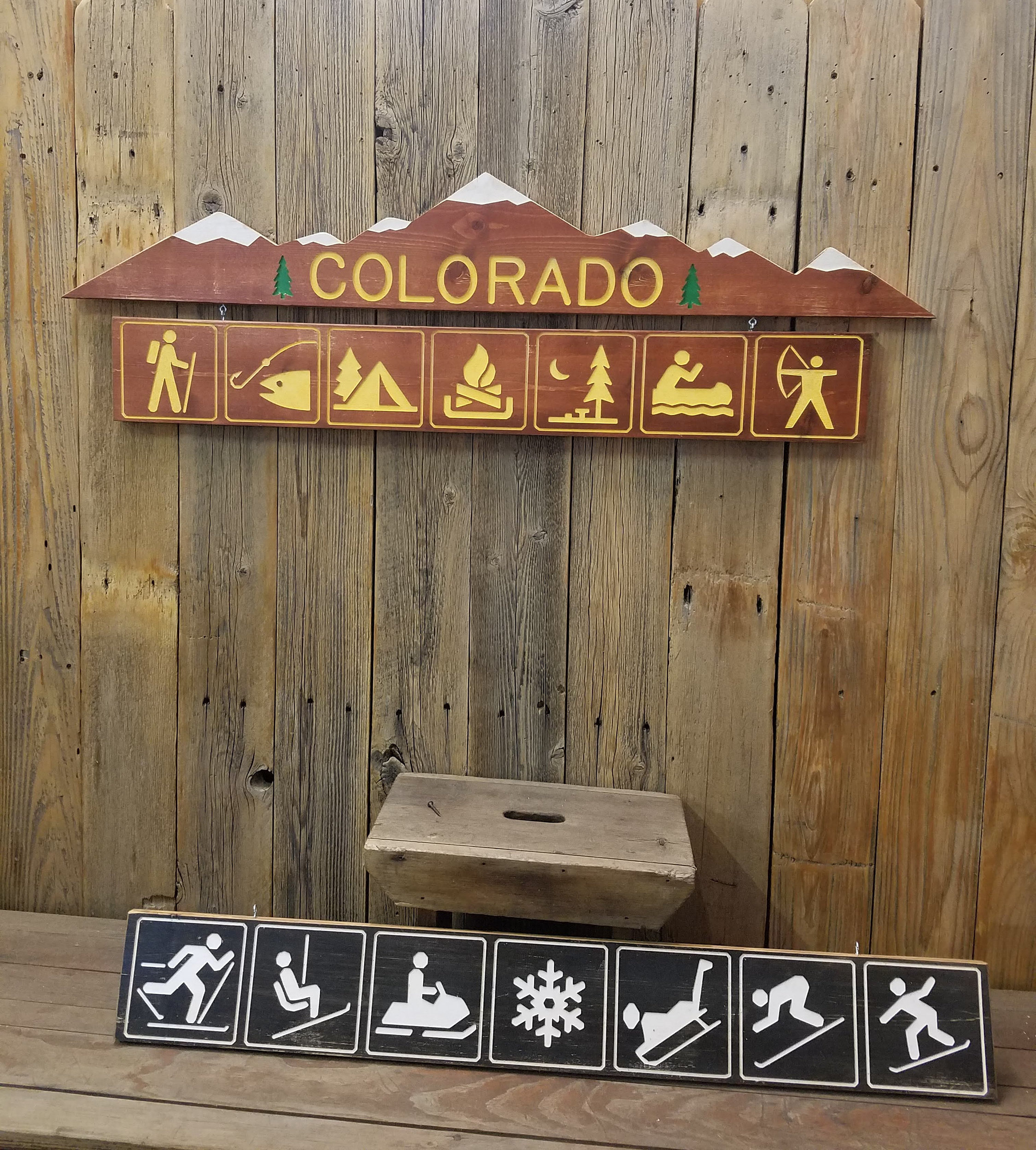 Colorado/Rustic/Carved/Mountains/Wood/Sign/Recreational | Etsy