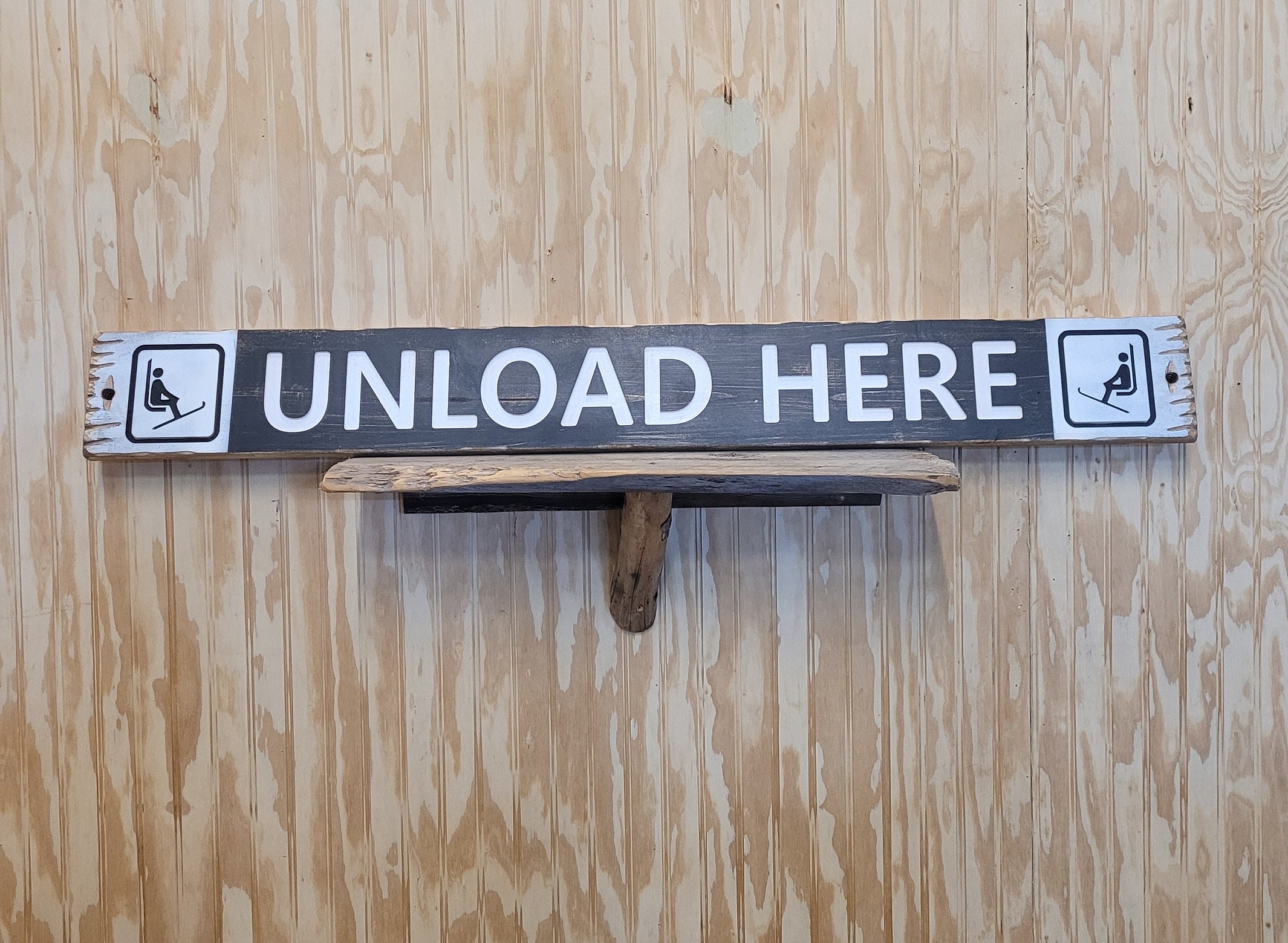 UNLOAD Here/carved/rustic/wood/sign/ski Cabin - Etsy