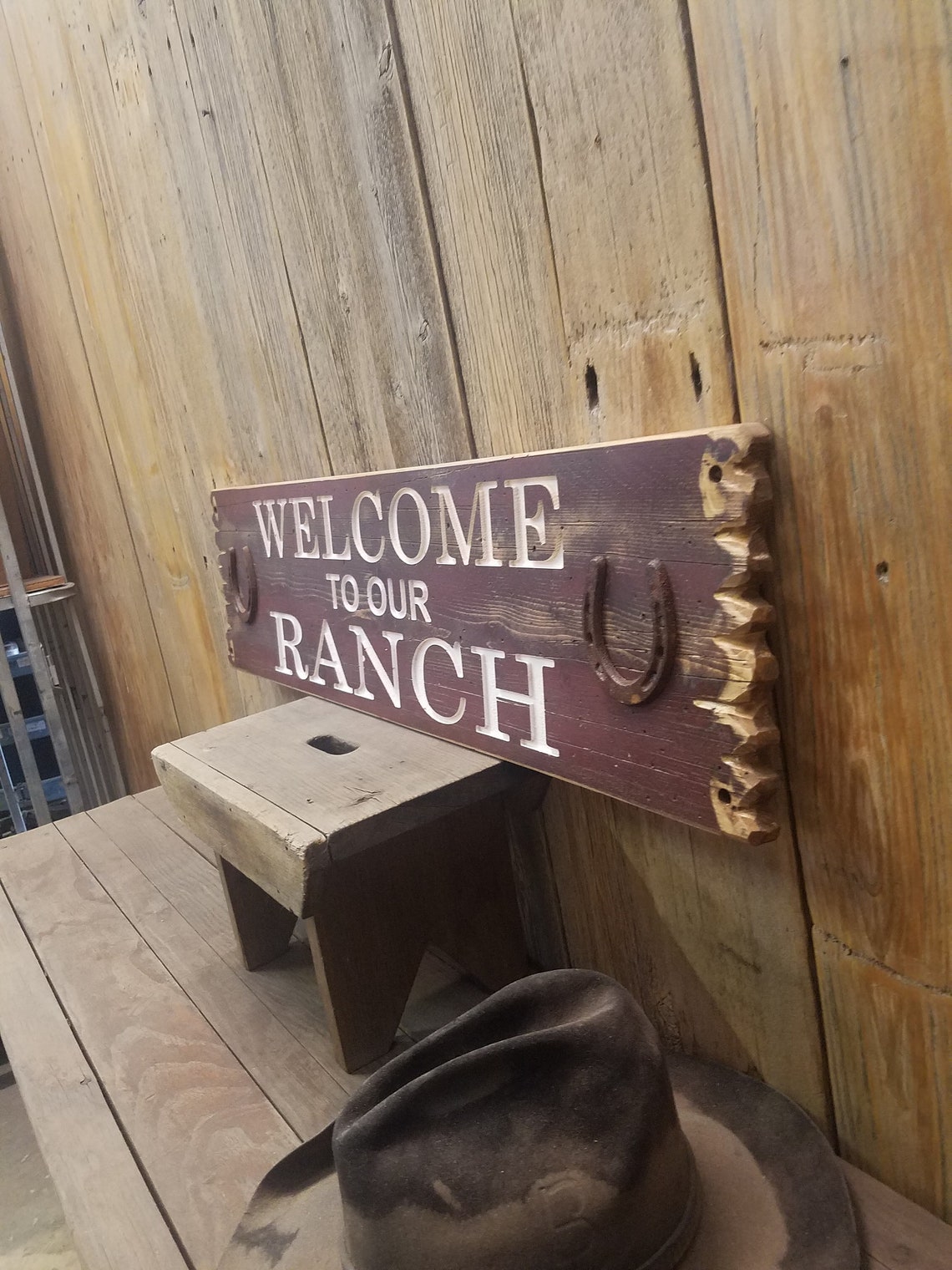 WELCOME to our RANCH Rustic Carved Wood Sign Western décor | Etsy