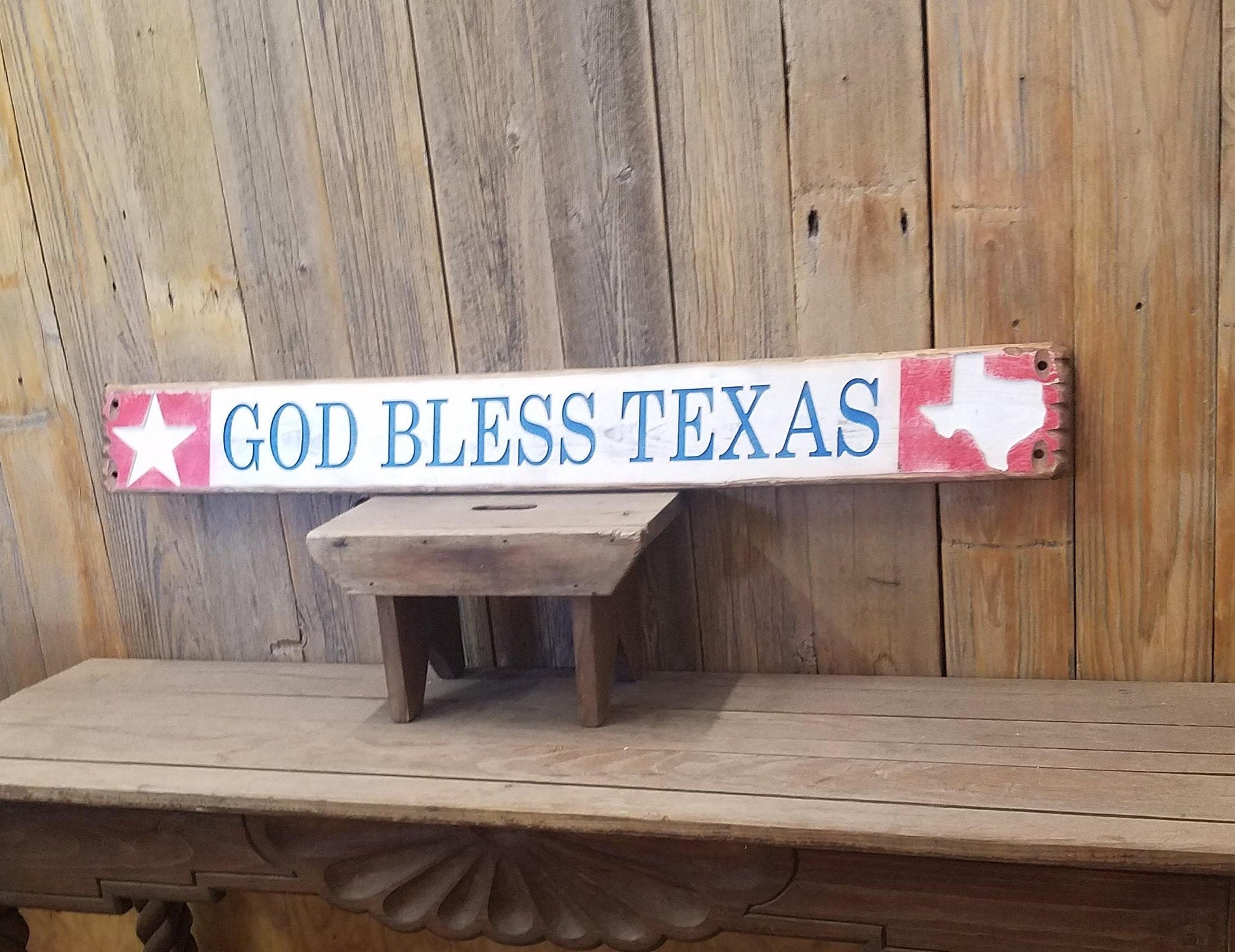 GOD BLESS TEXAS/Carved/Rustic/Wood/Sign/Home/Flag/Décor/U.S.A ...