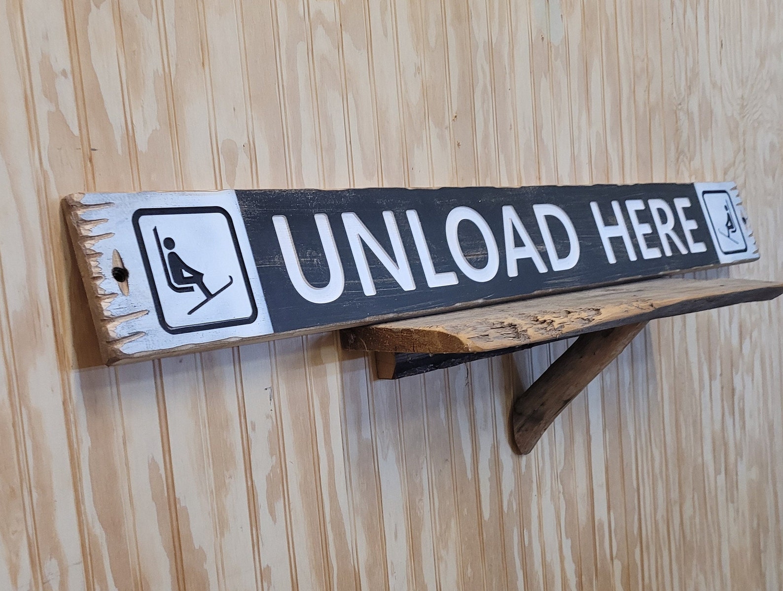 UNLOAD Here/carved/rustic/wood/sign/ski Cabin - Etsy