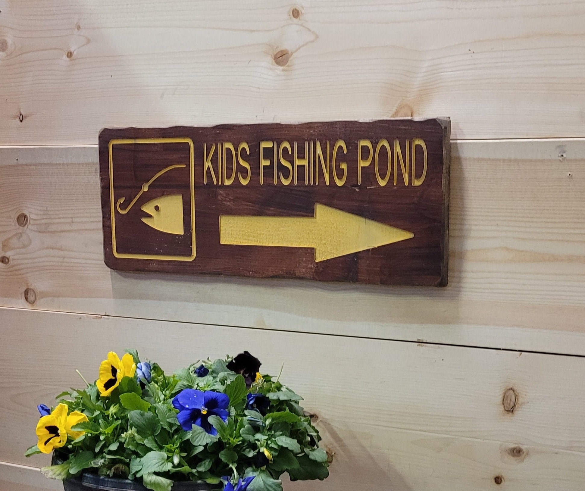 Kid's Fishing Pond/Rustic/Carved/Wood Sign/Kids Room | Etsy