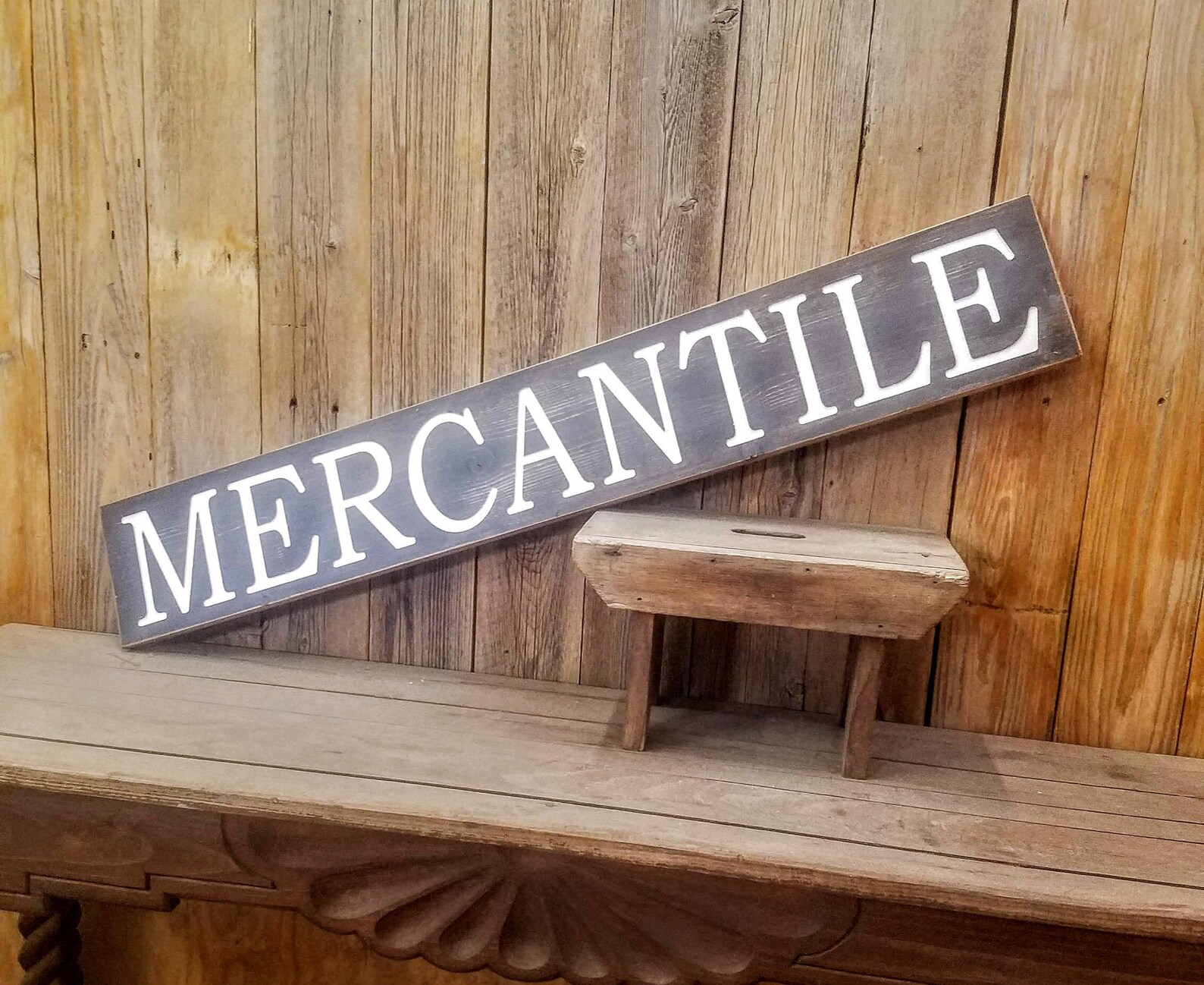 MERCANTILE Sign Farmhouse Carved Rustic Wood Vintage Store | Etsy