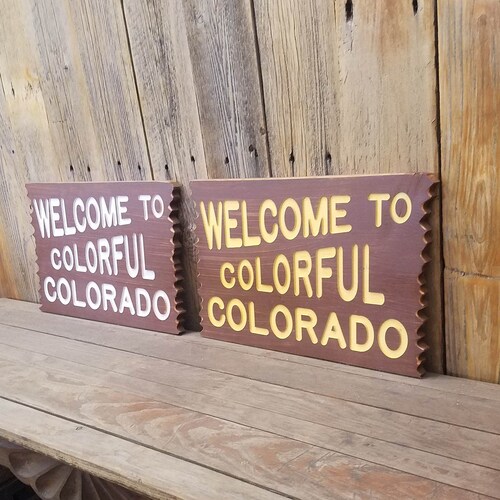 Large Welcome to Colorful Colorado Carved Rustic Wood Sign - Etsy